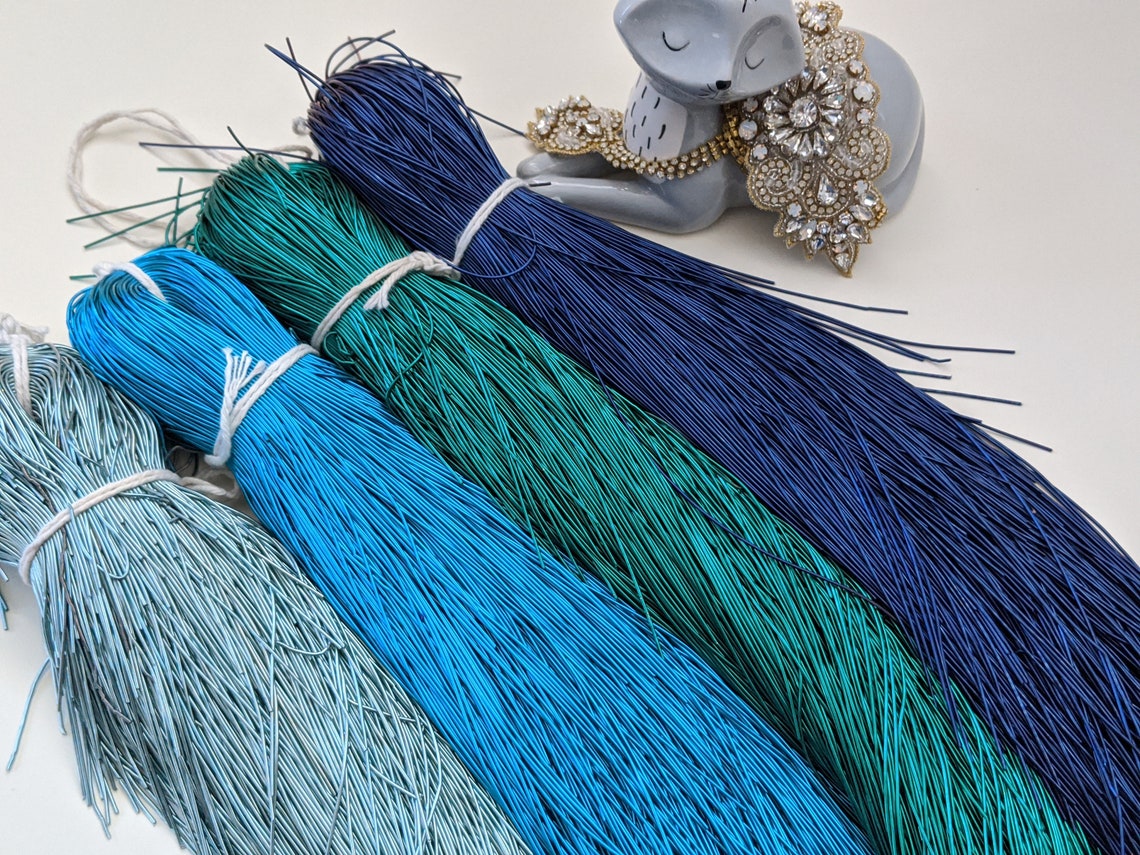 Shades of Blue French Bullion Wire Smooth Purl for Embroidery, Smooth ...