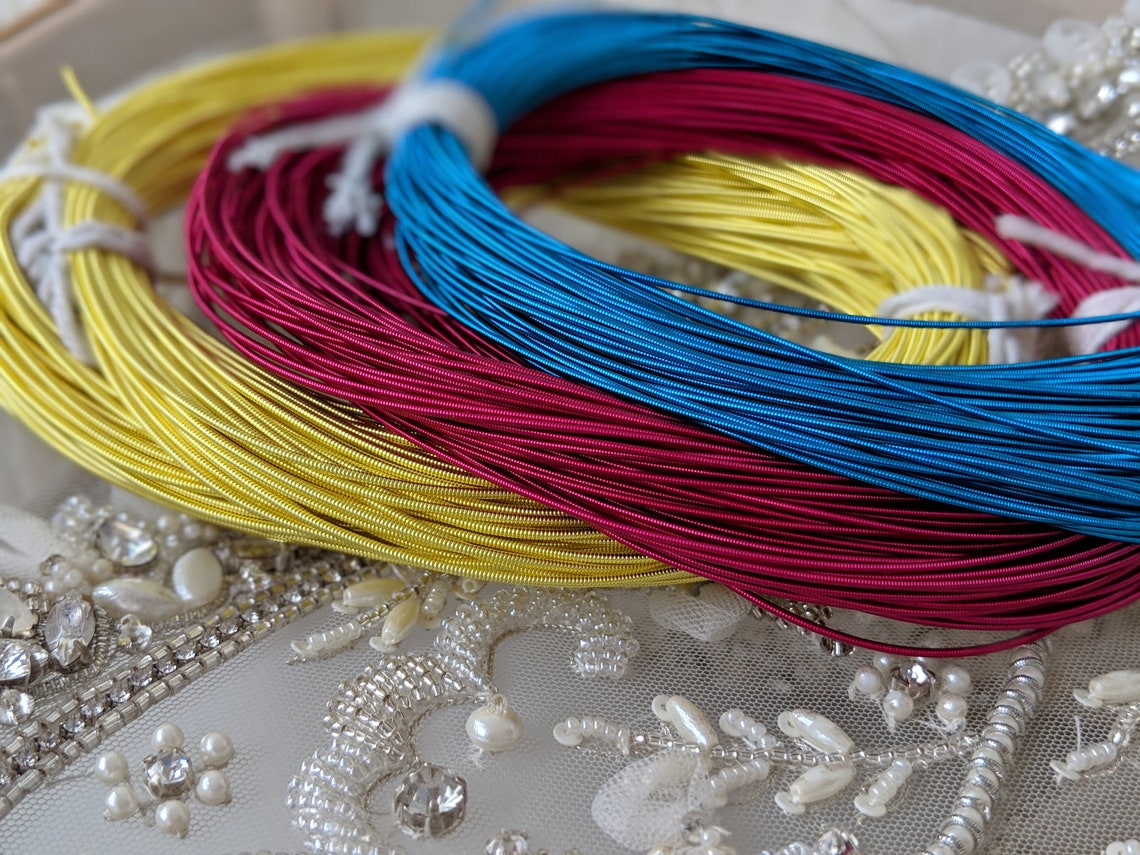 Purl Pearl, Stiff Gimp Wire/french Wire for Tambour Goldwork, Blue Gilt ...