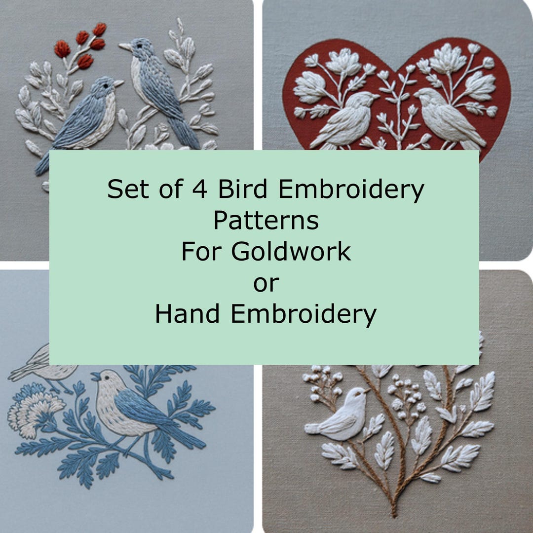 Love Bird Embroidery Pattern | Goldwork & Whitework (digital Download ...