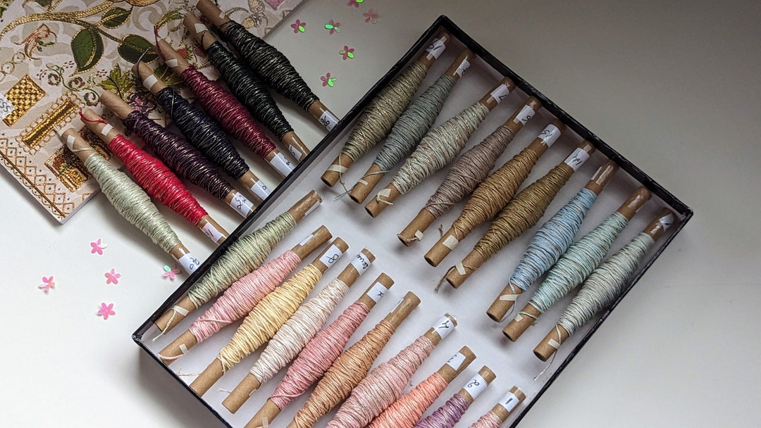 Unique Cotton and Metallic Embroidery Threads in Pastel and Dark Shades ...
