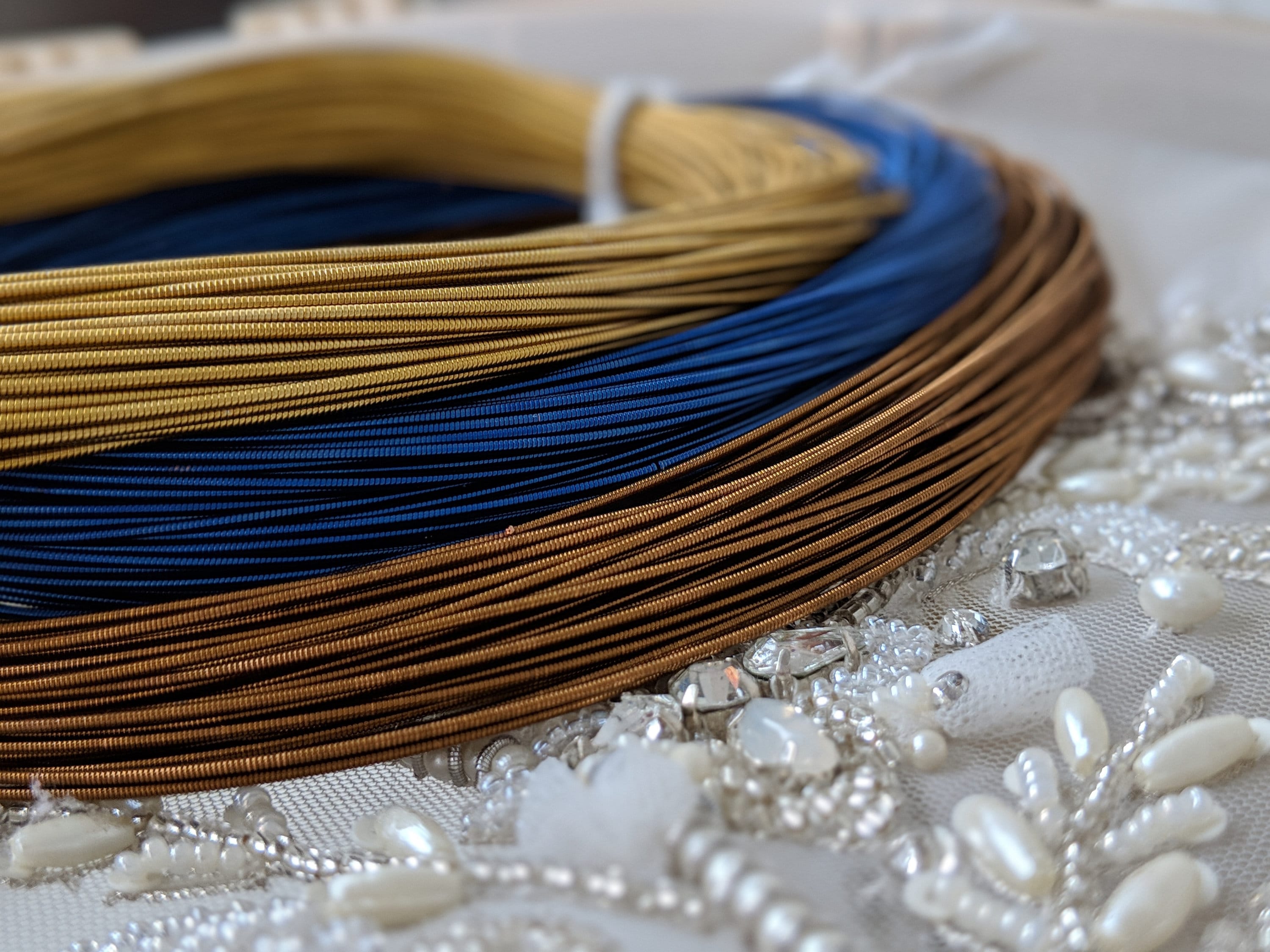 Purl Pearl in Amiral Blue Color Old Gold and Chocolate Color, French ...