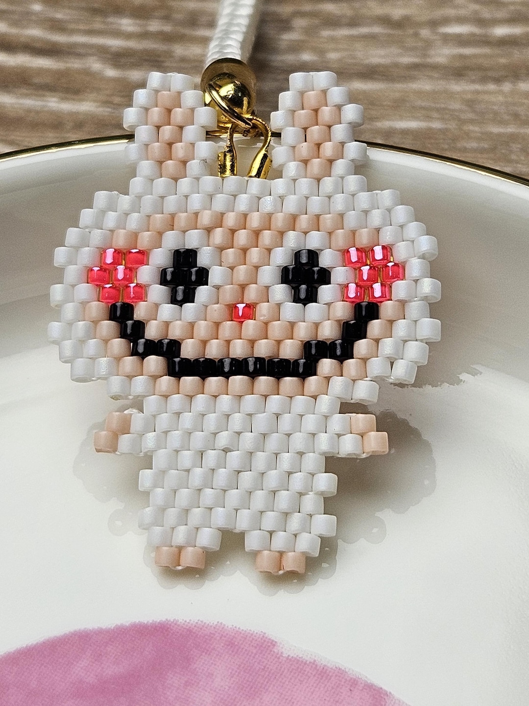 Beaded Labubu Charm Keychain/ Cute Keychain/ Handmade Keychain/ Charm ...