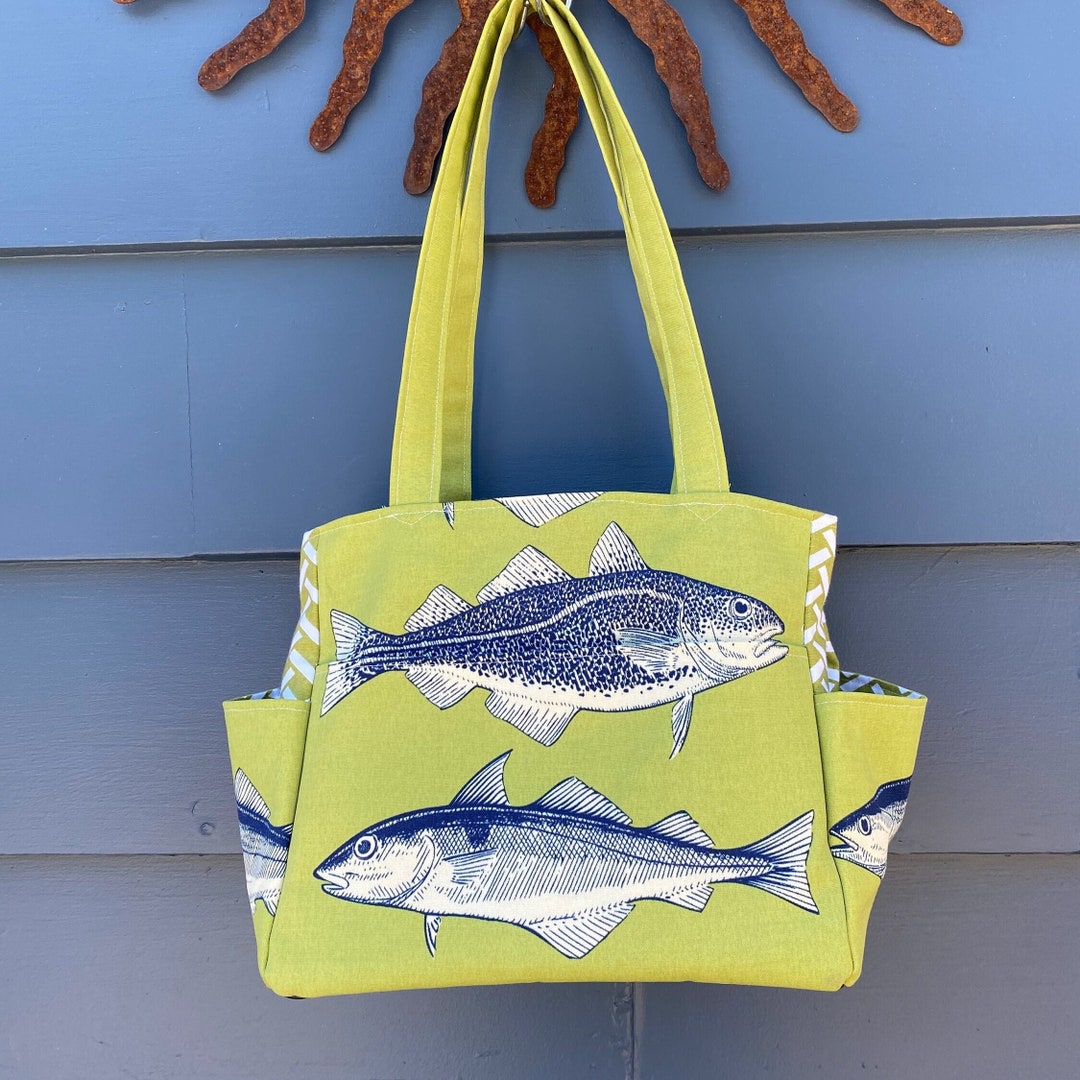 Swimming Fish Project Tote Fish Knitting Bag Medium Tote for - Etsy