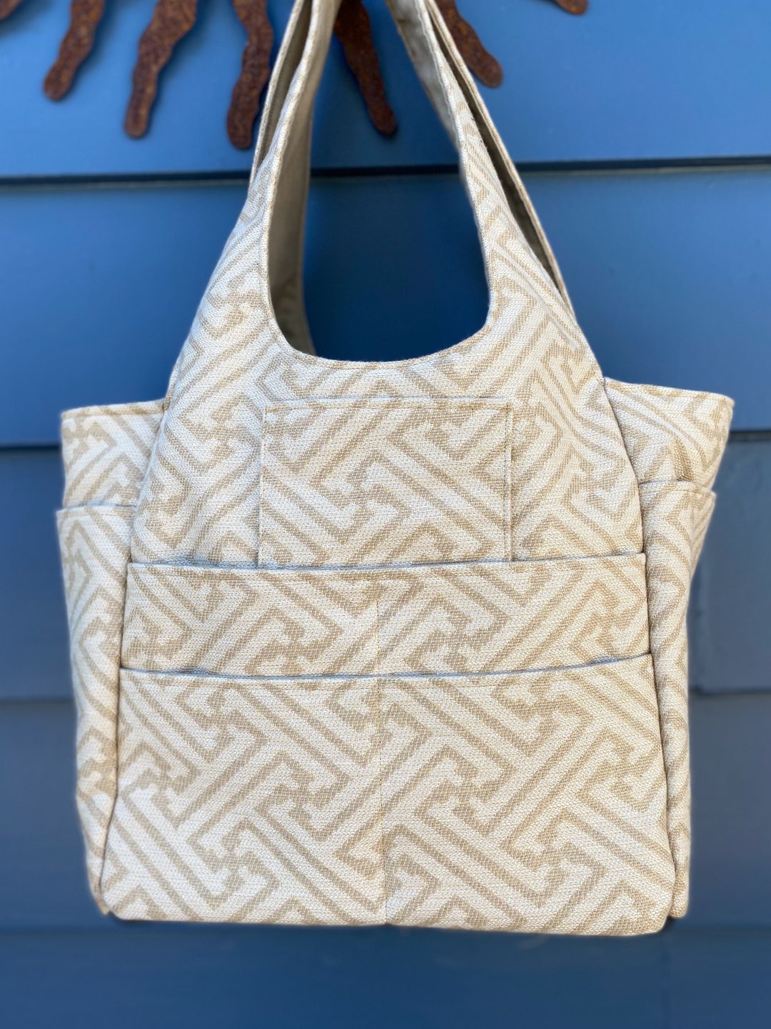 Medium Weight Upholstery Fabric Tote Large Project Tote With - Etsy