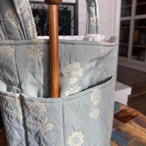 Quilted Vintage Circular Project Bag, Small Knitting Project Bag, Baby ...