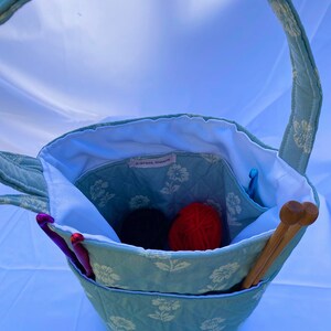 Quilted Vintage Circular Project Bag, Small Knitting Project Bag, Baby ...