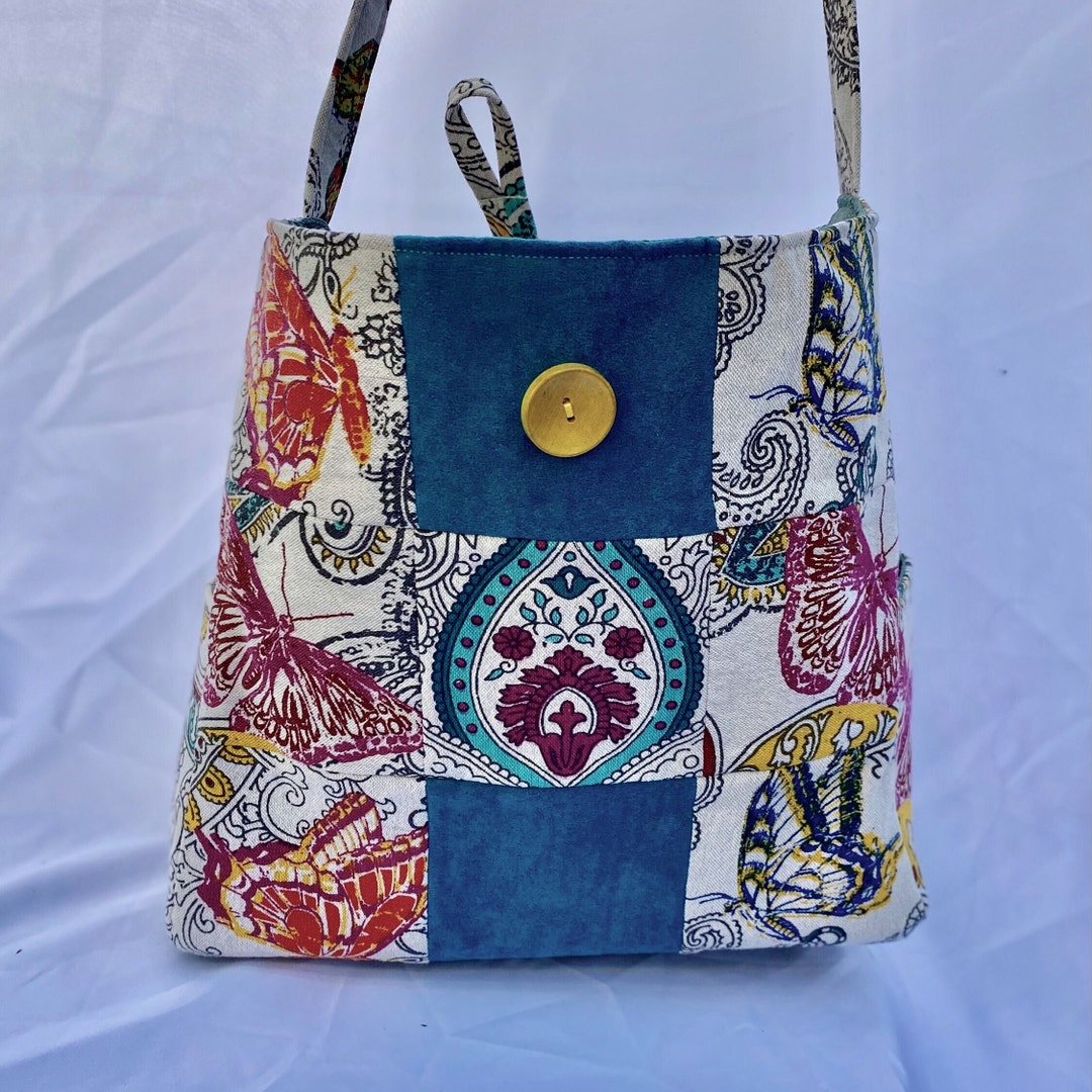 Butterfly Patchwork Tote, Butterfly Knitting Bag,medium Project Tote ...