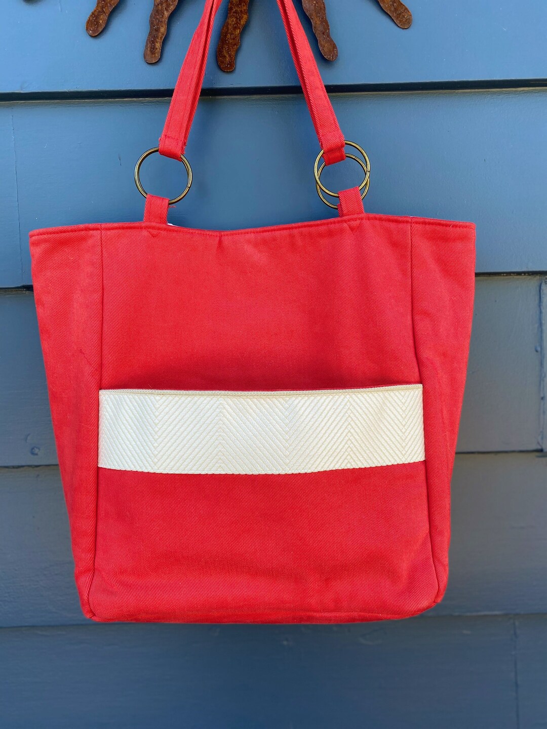 Large Red Tote With Deep Pockets, Shoulder Tote for Projects and Yarn ...