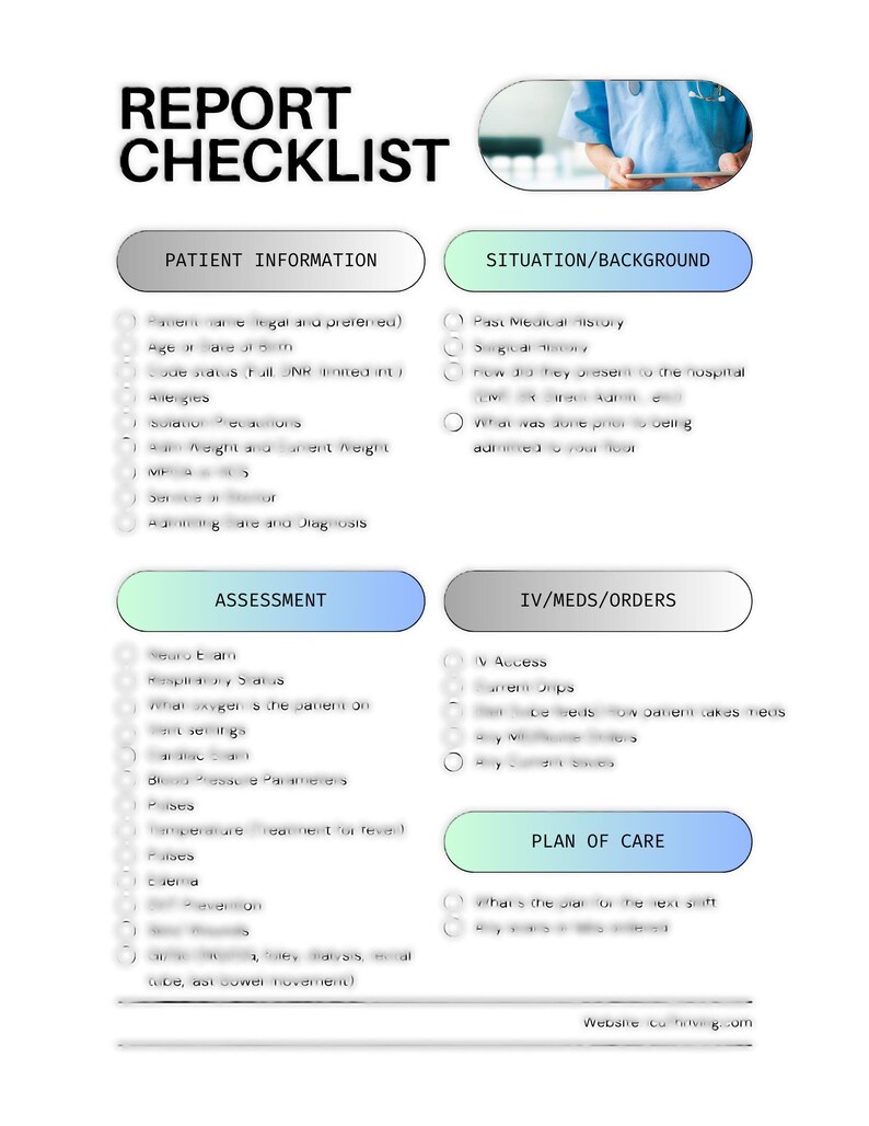 Nursing Report Checklist - Etsy