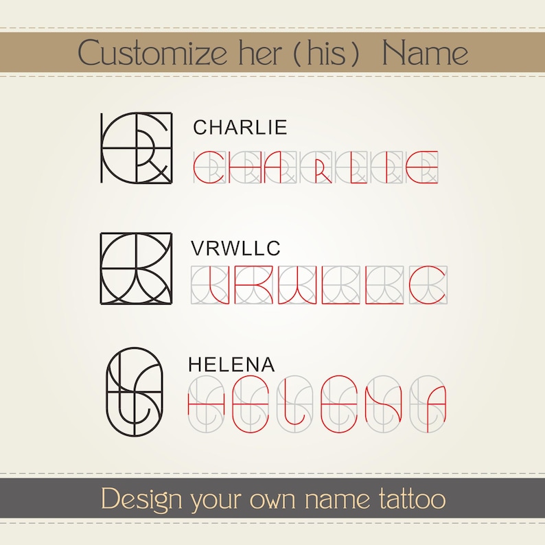 Custom Name Logo Tattoo Design: Personalized Minimalist Monogram - Etsy