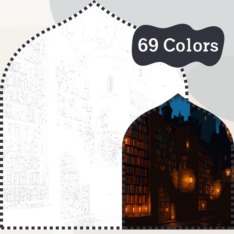 Castle Library Color by Number, Printable Pages (digital Download) - Etsy
