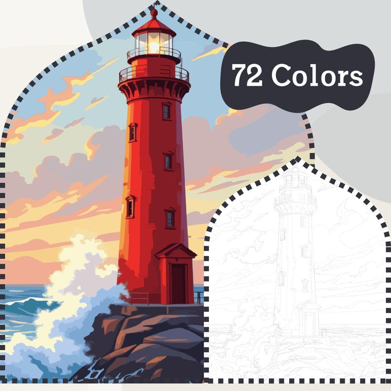 Red Lighthouse Color by Number, Adult Beginner, Printable (digital ...