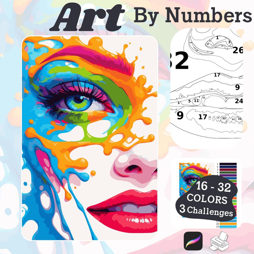 Expressive Color Splash Eye Paint by Numbers | DIY Abstract Art ...