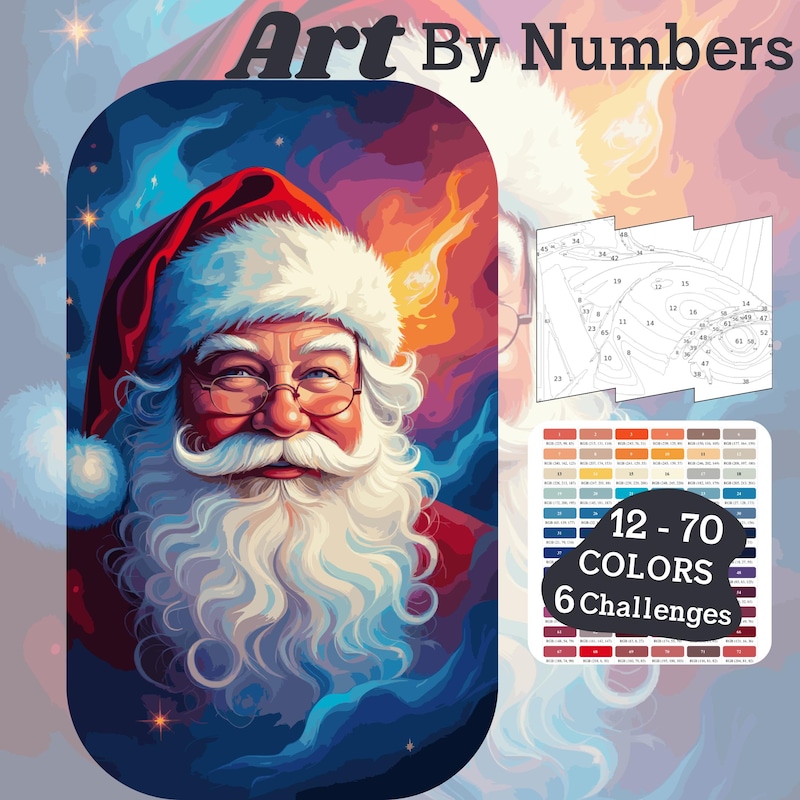 Paint by Number Santa - Etsy