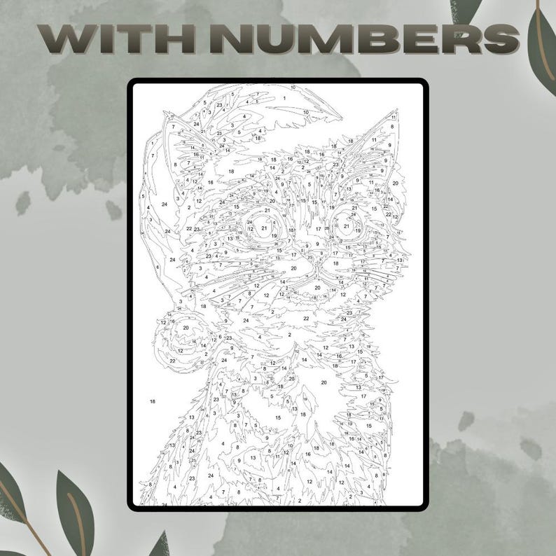 Christmas Cat Paint by Number | Procreate Digital Coloring Page ...