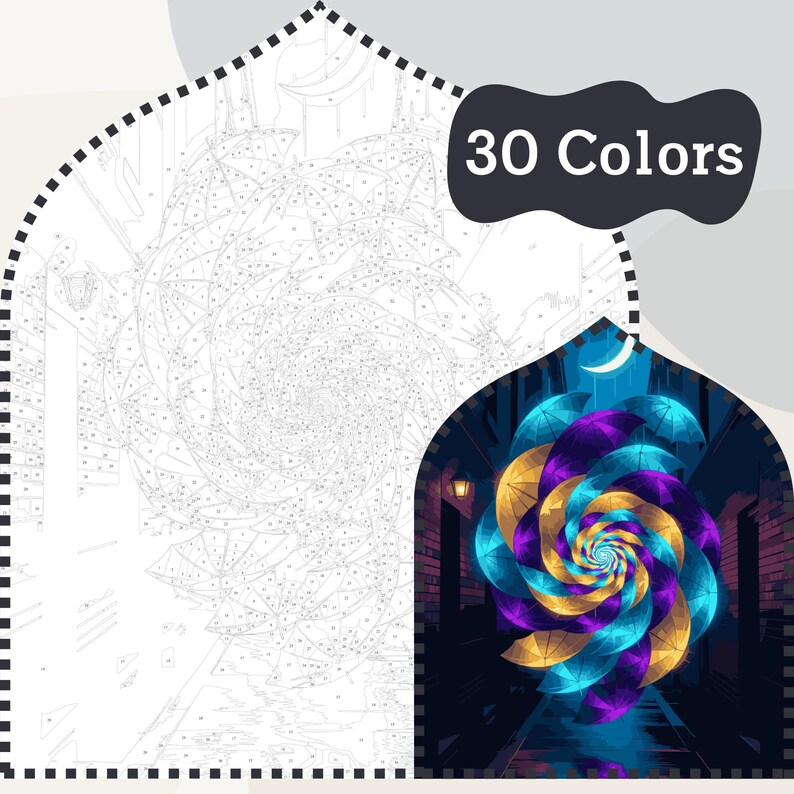 Umbrella Color by Number Pages | Digital Printable Art (PDF, PNG, SVG ...