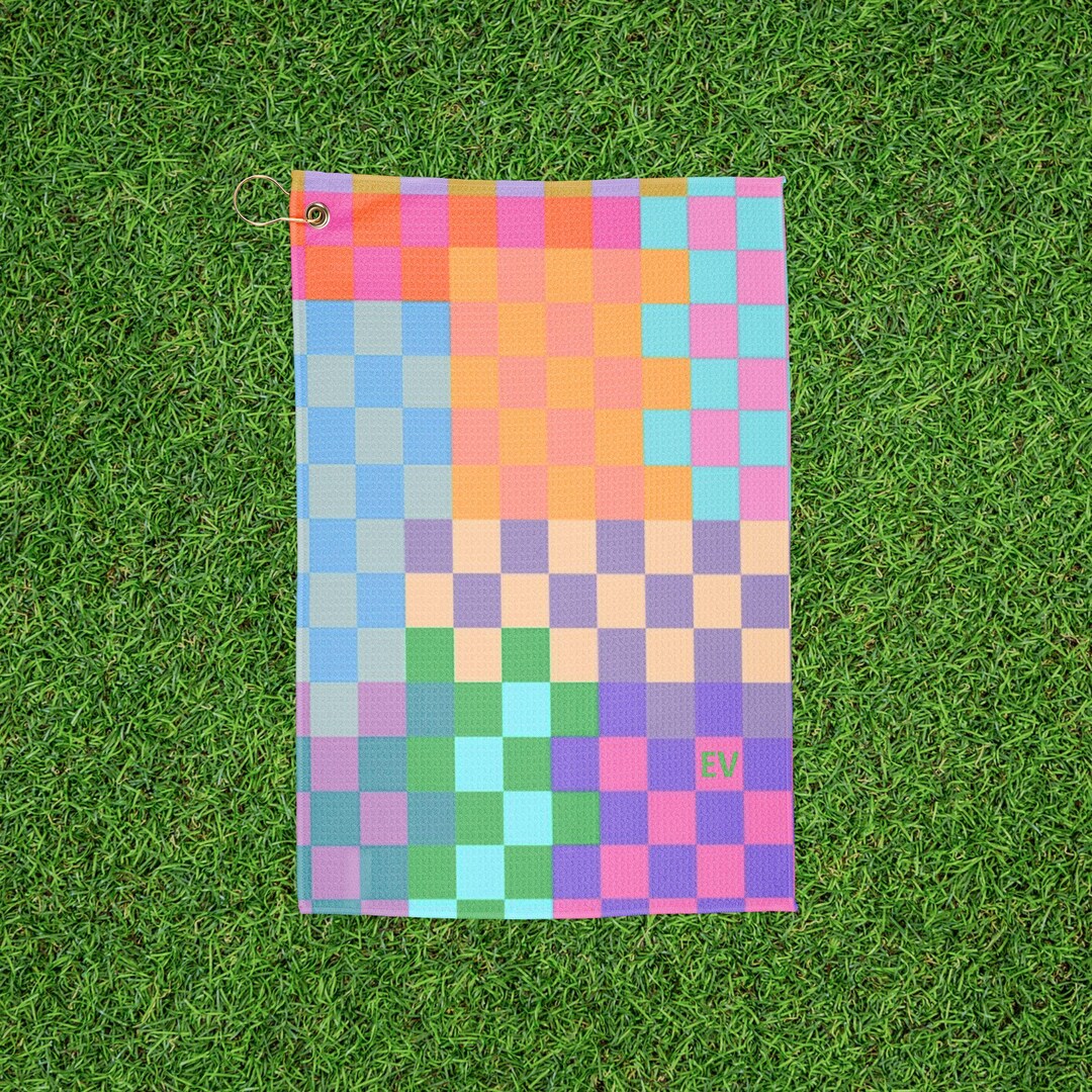 Colorful Checker Print Personalized Monogrammed Golf Towels, Sports ...