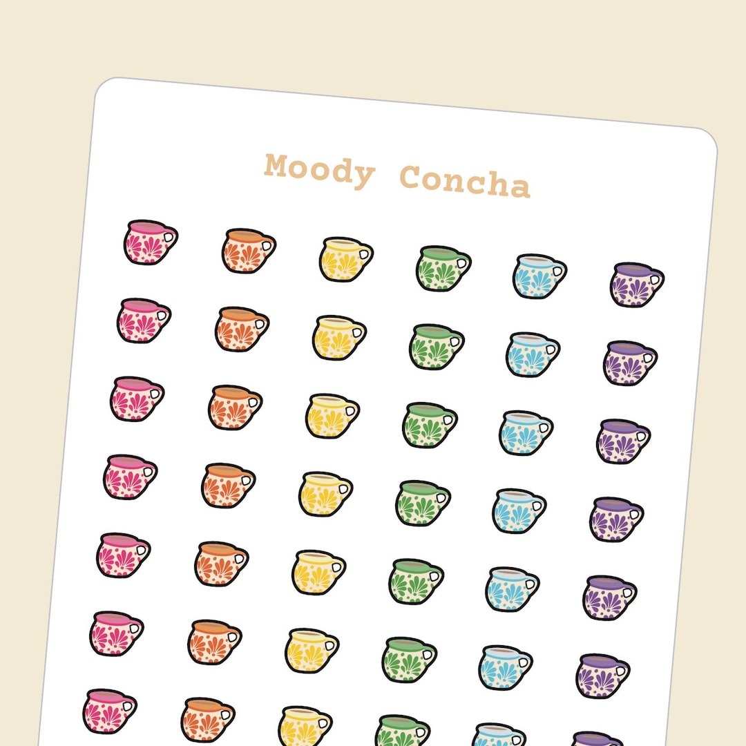 Tazita Mexican Coffee Mug Doodle Stickers for Small Planners, Journals ...