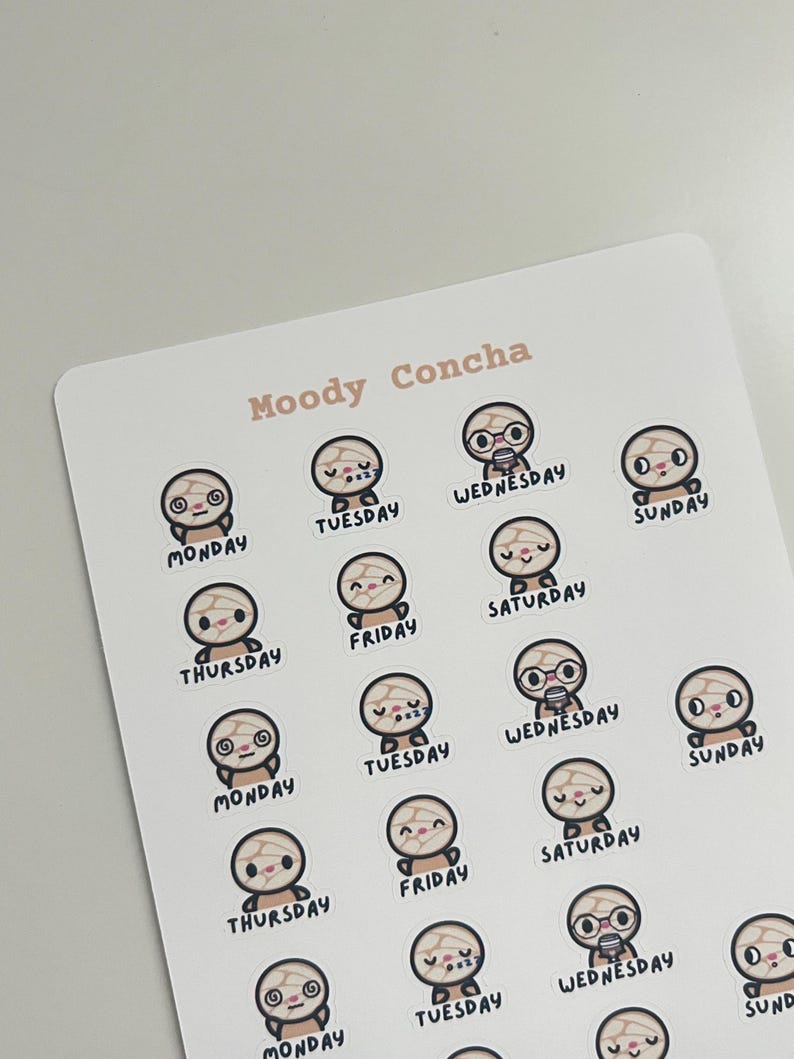 Days of the Week Reaction Emoti Sticker Sheet for Planners and Bullet ...