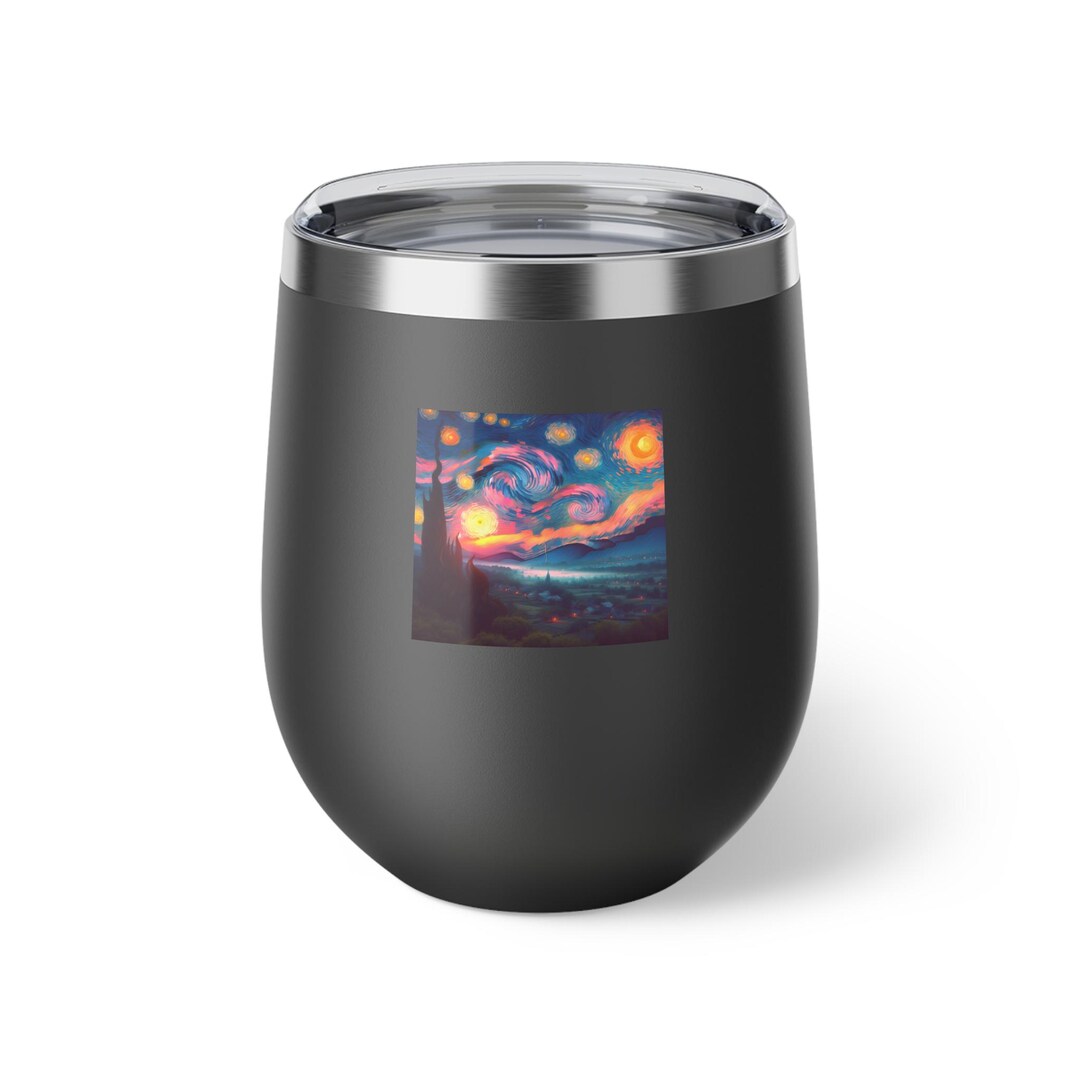 Starry Night Copper Insulated Cup - 12oz Travel Mug, Unique Gift, Art ...