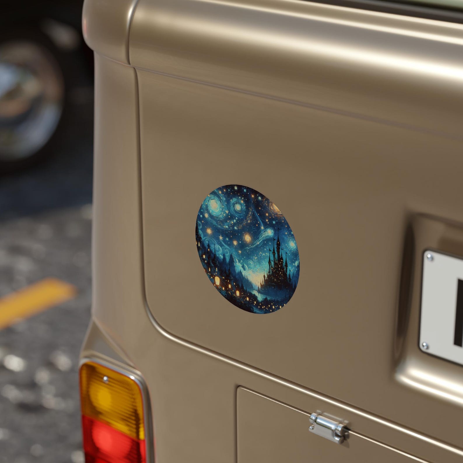 Whimsical Night Sky Sticker, Magical Outdoor Round Adhesive Decal for ...