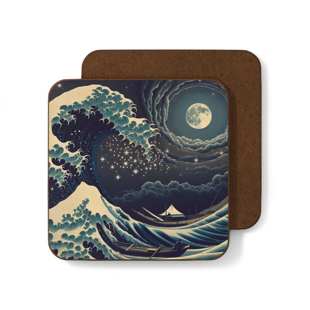 Elegant Wave Design Coaster Set, Decorative Drink Coasters, Ocean Art ...
