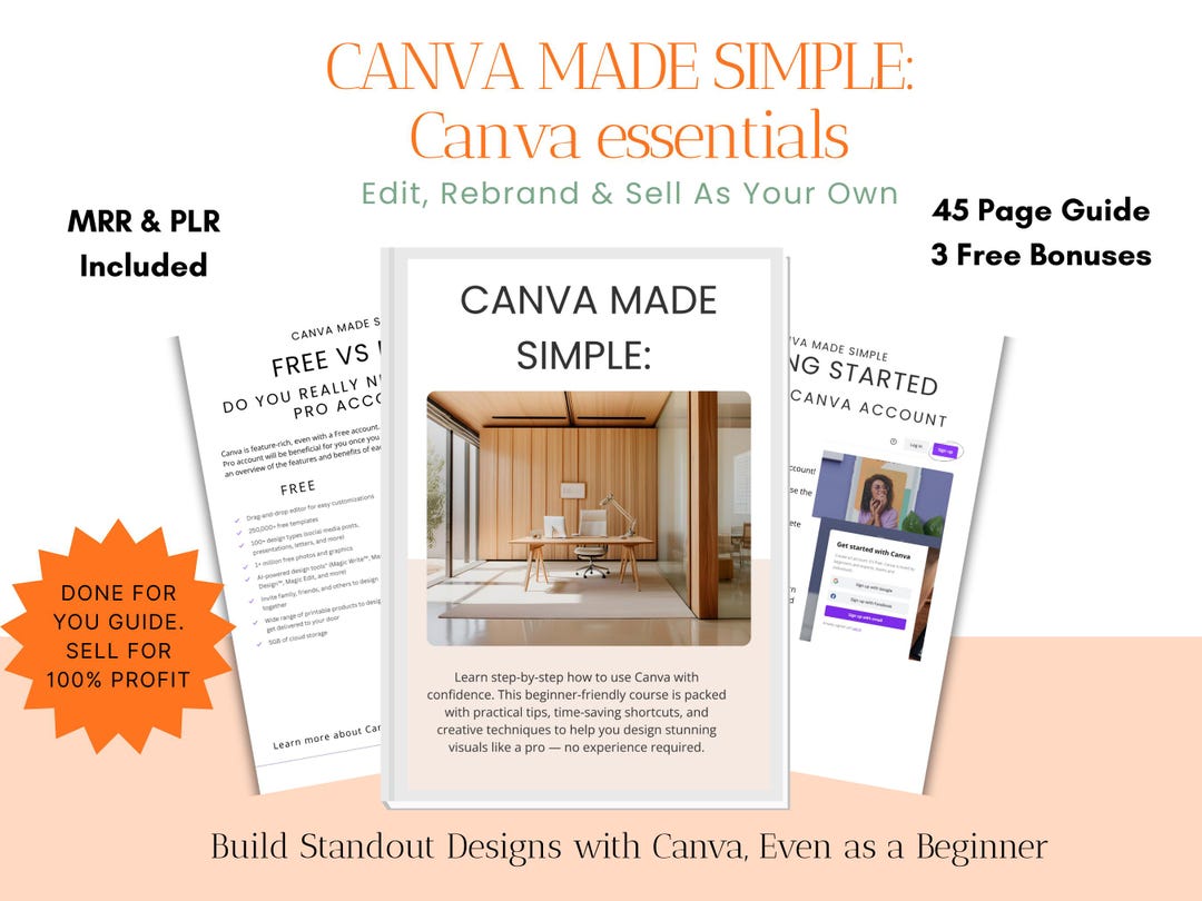 Canva Made Simple Guide, MMR PLR, Beginner Course - Etsy