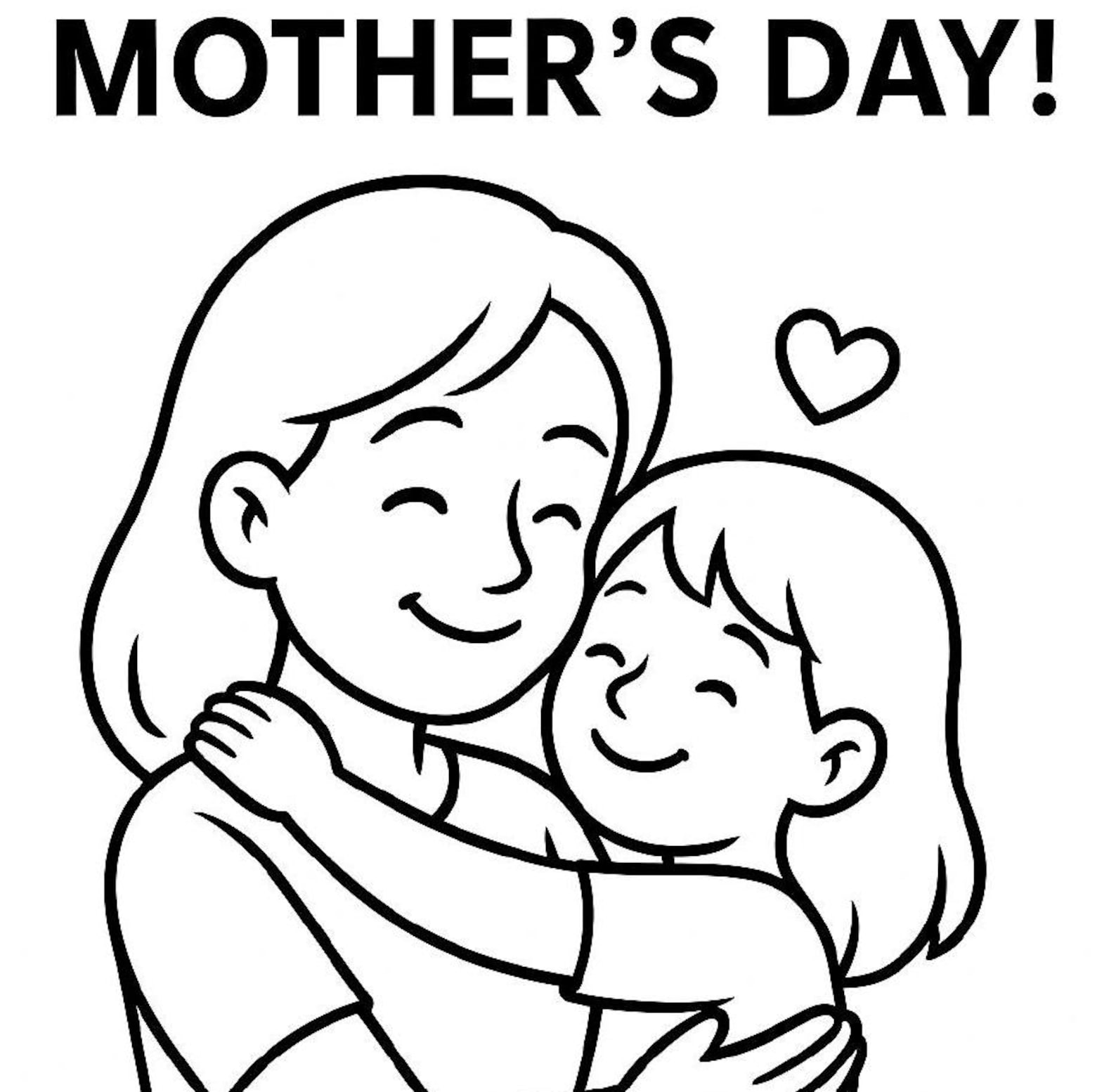 Mothers Day Kids Colouring Pages Book - 2 Pages - Etsy