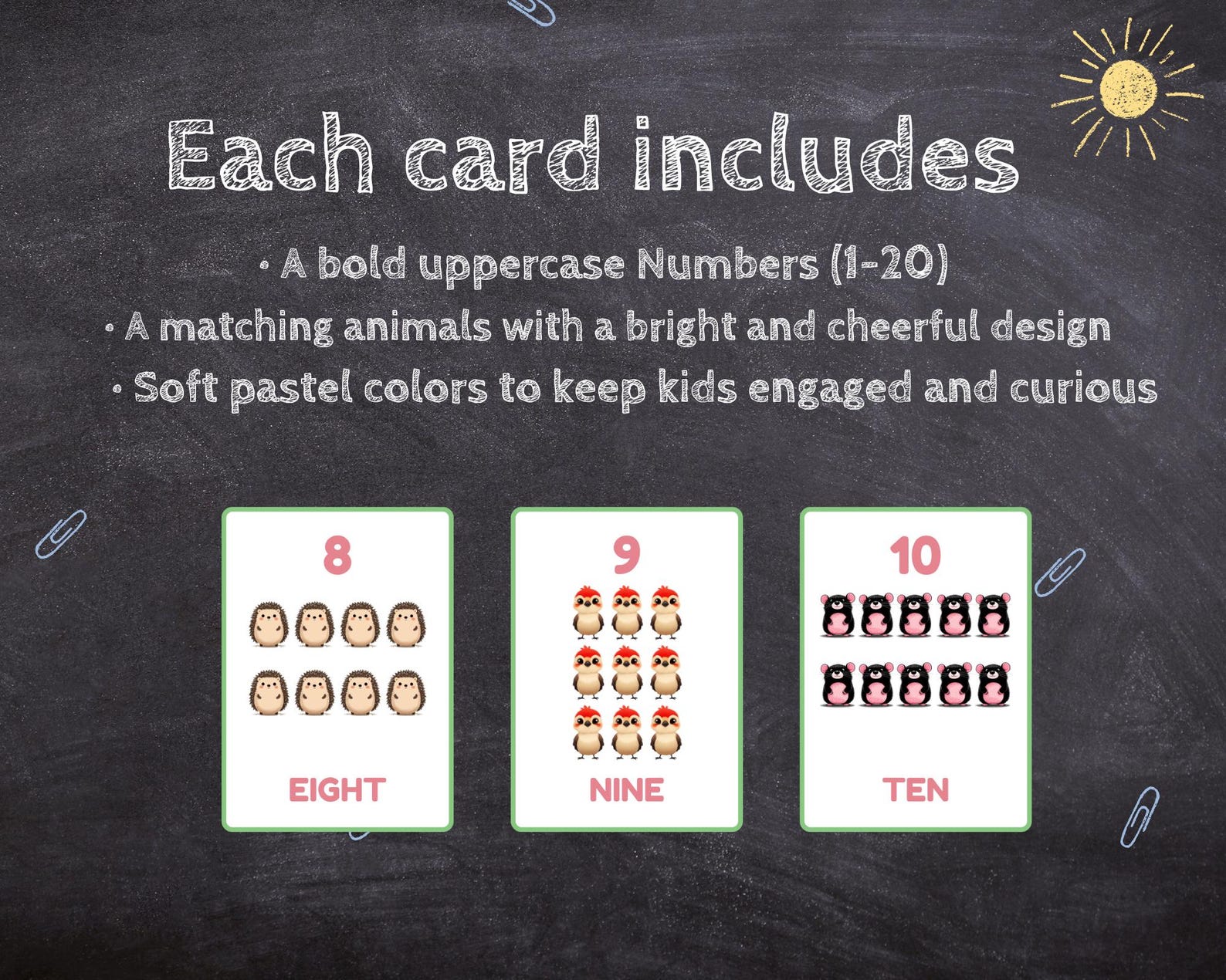 Numbers 1–20 With Animals – Cute Kawaii Flashcards & Coloring Pages ...