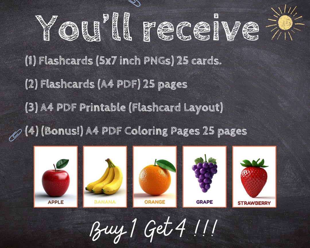 3D Fruit Flashcards for Kids – 25 Realistic Fruits + Coloring Pages ...