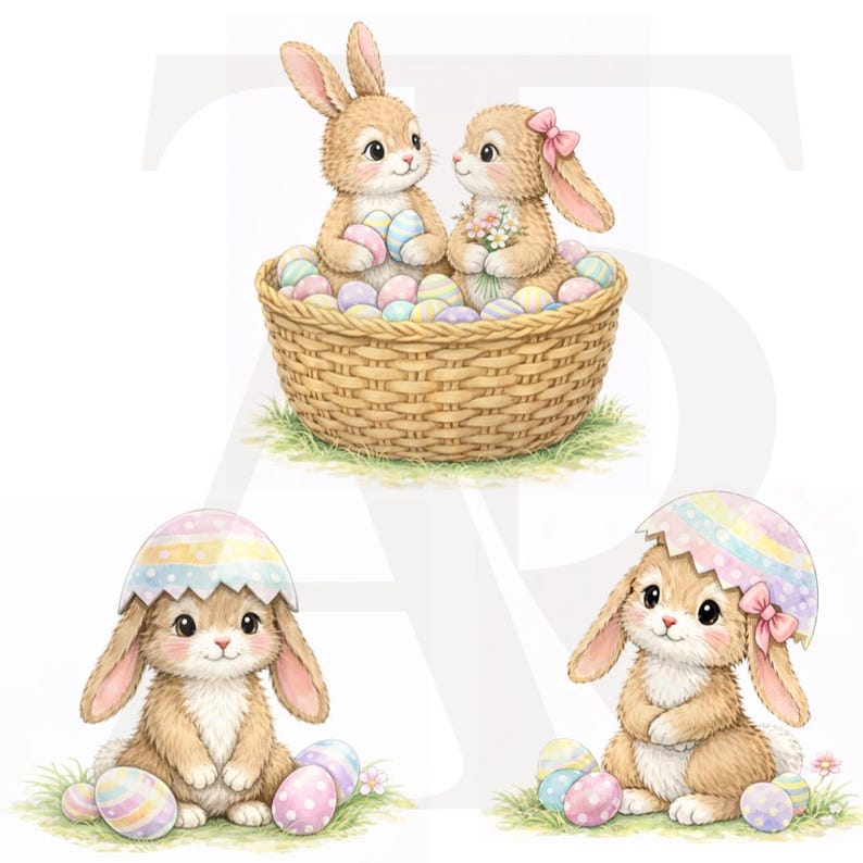 Watercolor Easter Bunny Clipart Png, Cute Rabbit Grapics, Clipart ...