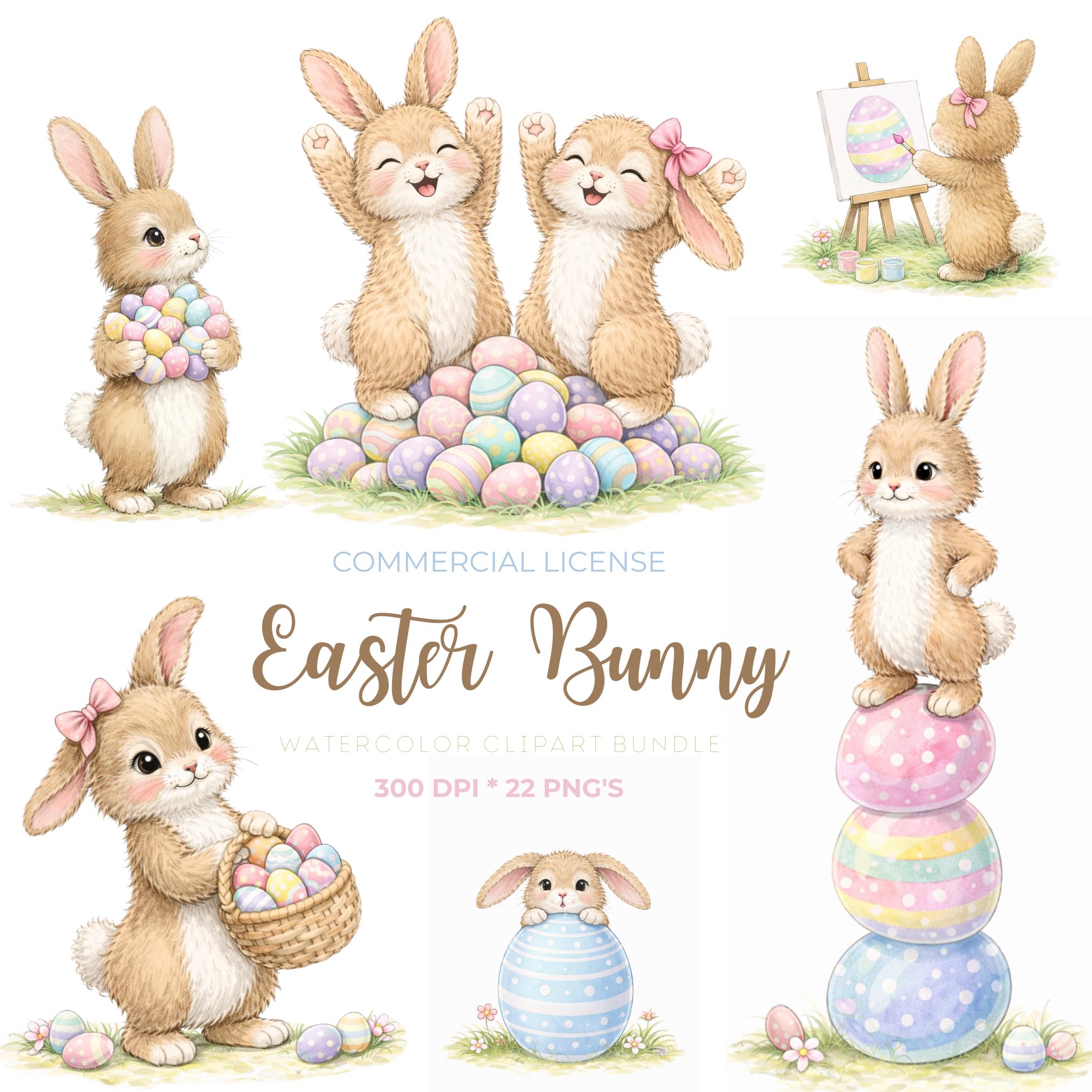 Watercolor Easter Bunny Clipart Png, Cute Rabbit Grapics, Clipart ...
