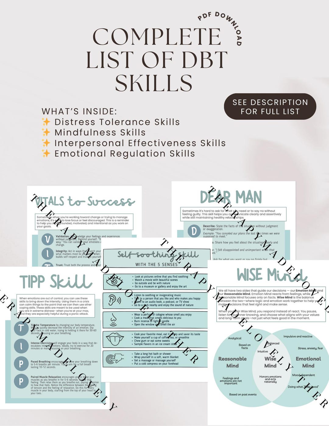 Complete List of All DBT Skills | Distress Tolerance | Mindfulness | Interpersonal Effectiveness ...