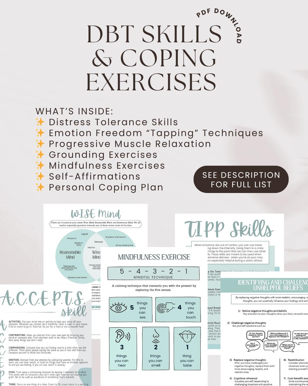 DBT & Coping Skills | Mindfulness | Grounding Exercises | Personal ...