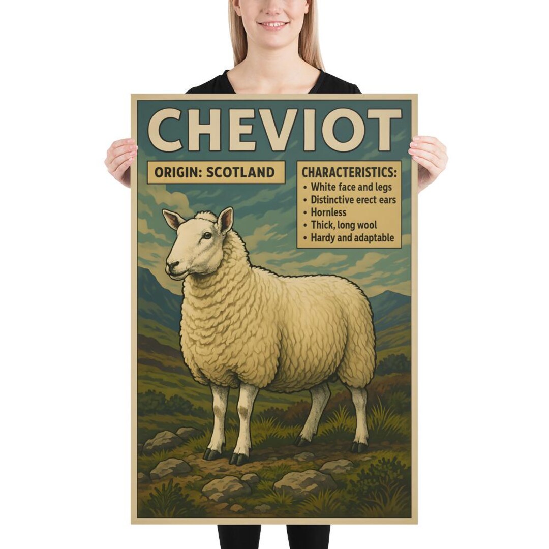 Cheviot Sheep Wall Art Poster - Sheep Breeds - Sheep Poster - Farmer ...
