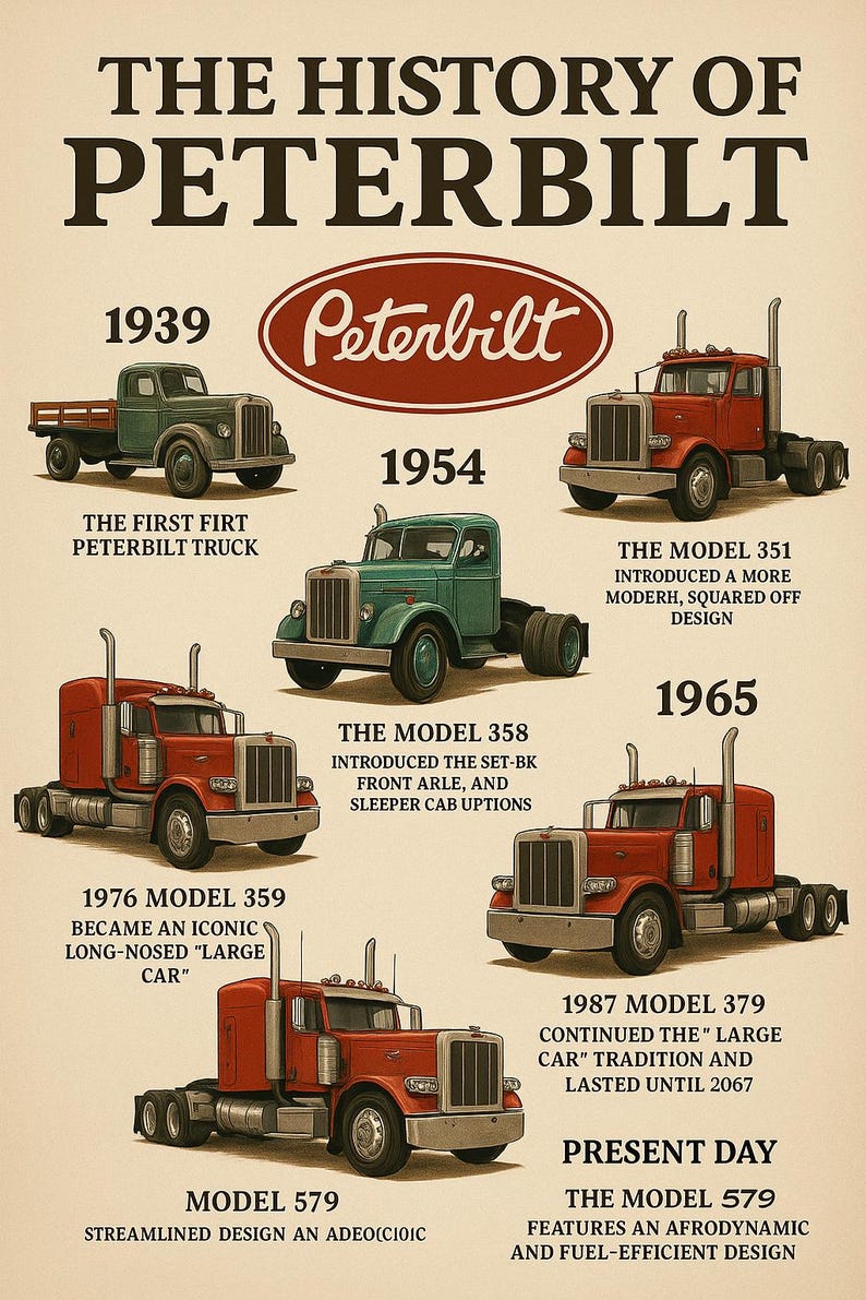 History of Peterbilt Poster - Etsy