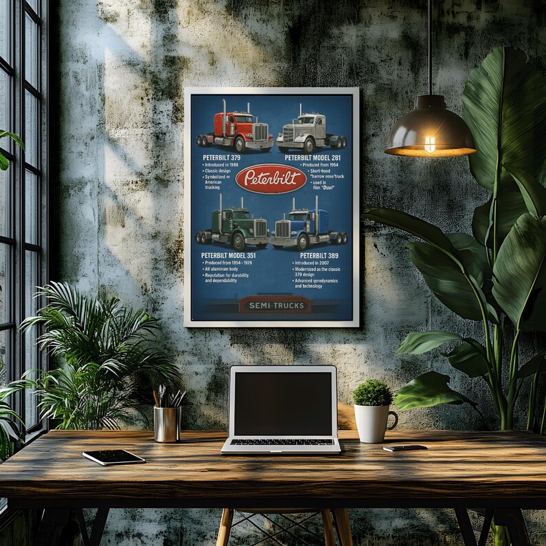 Peterbilt Iconic Semi's Poster - Peterbilt Poster - Trucker Poster ...
