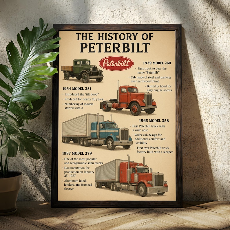 History of Peterbilt Poster - Semi Truck Poster - Peterbilt Poster ...