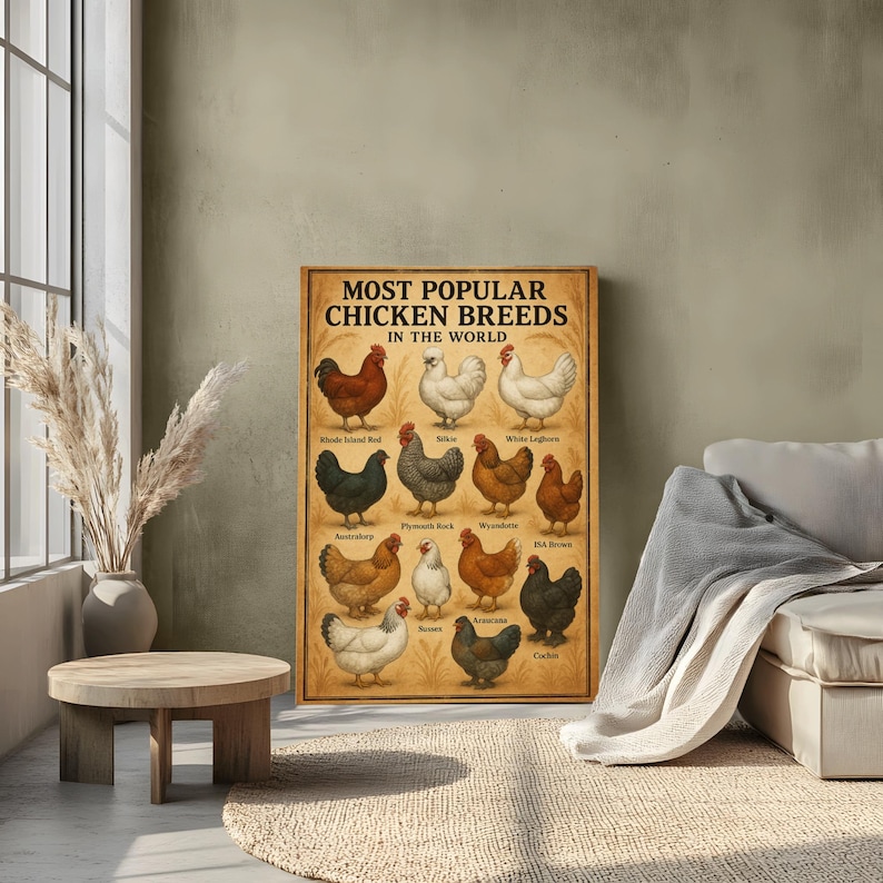 Chicken Breed Poster - Popular Chicken Breeds - Chicken Farmer Poster ...