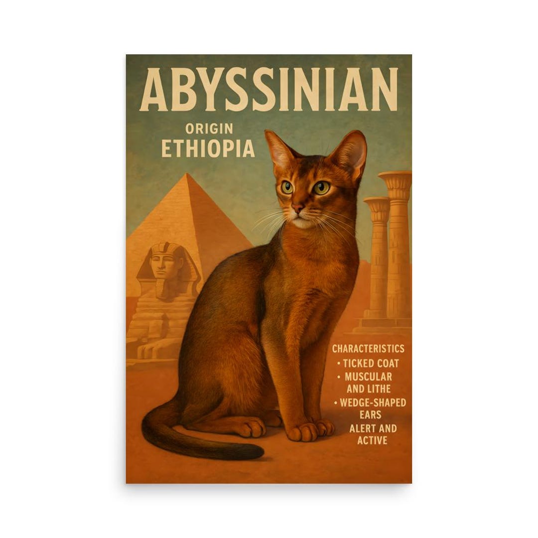Abyssinian Cat Poster - Cat Poster - Abyssinian Cat - Cat Wall Art ...
