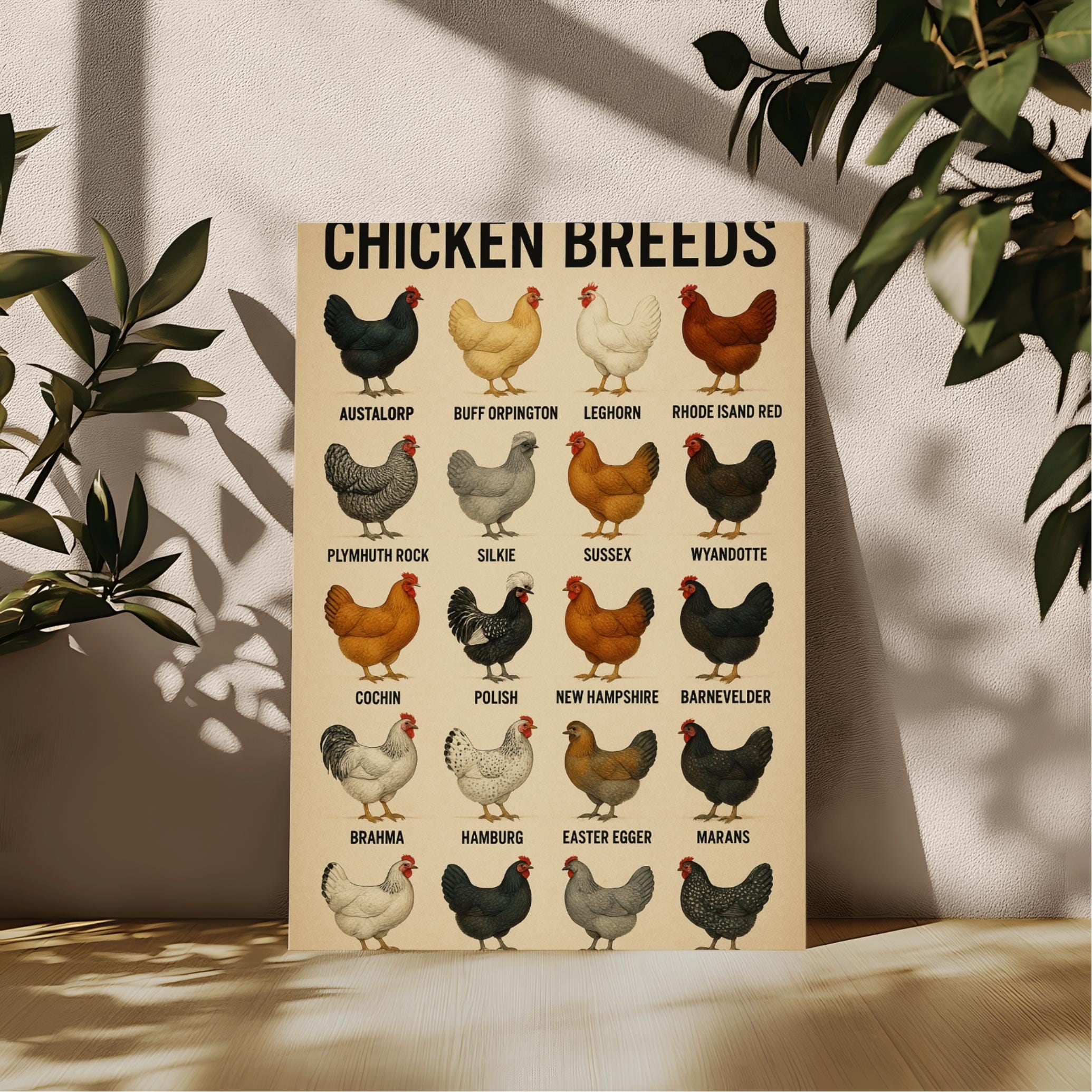 Chicken Breed Poster - Chicken Poster - Types of Chickens - Chicken Art ...