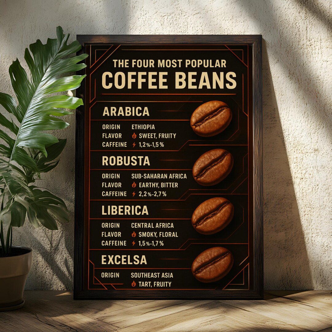 Coffee Bean Poster - Coffee Roast Poster - Coffee Bean Types - Coffee ...