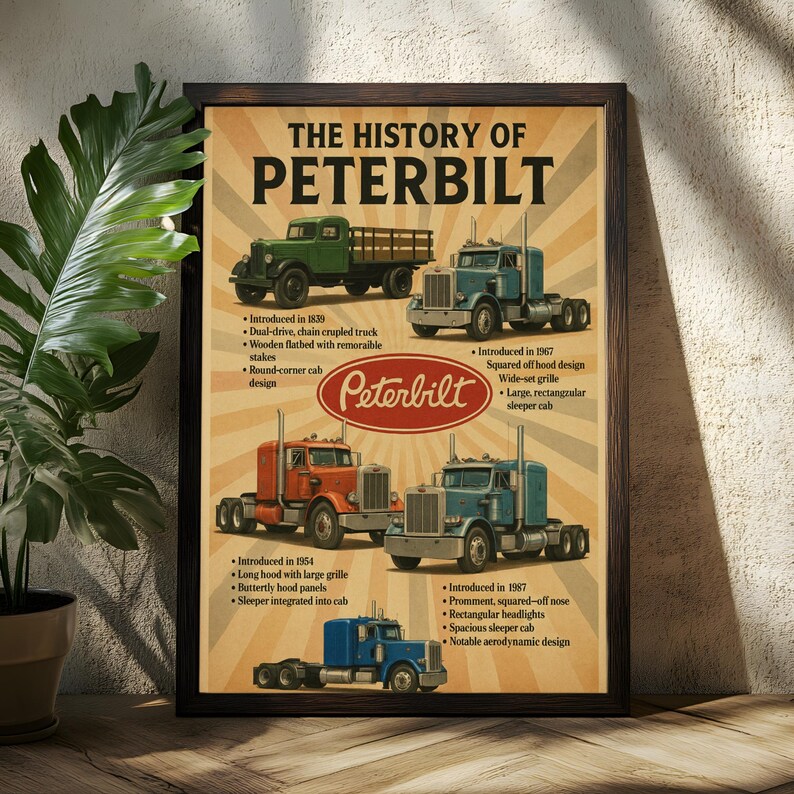 History of Peterbilt Poster - Semi Truck Poster - Peterbilt Poster Gift ...