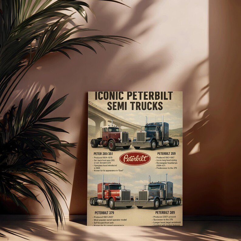 Iconic Peterbilt Semi Trucks Poster - Peterbilt History Poster ...