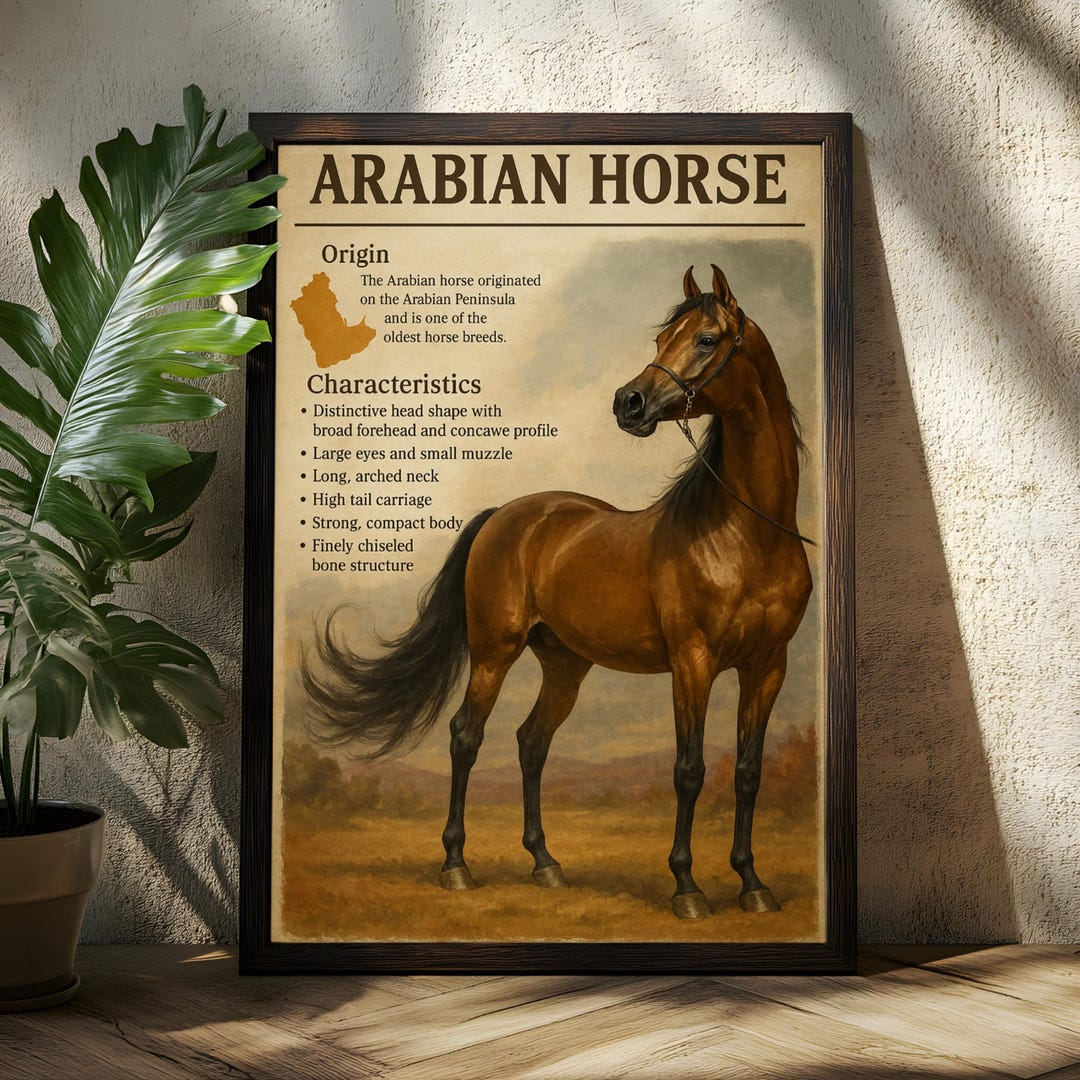 Arabian Horse Wall Art Poster - Horse Wall Decor - Animal Poster - Farm ...