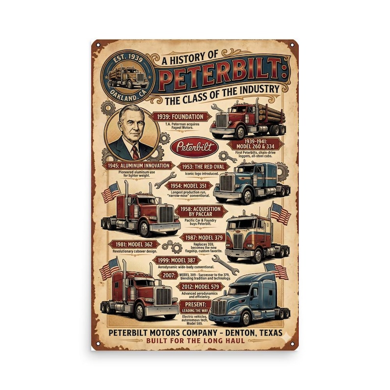 The History of Peterbilt - Peterbilt Poster - Trucking Poster - Semi ...
