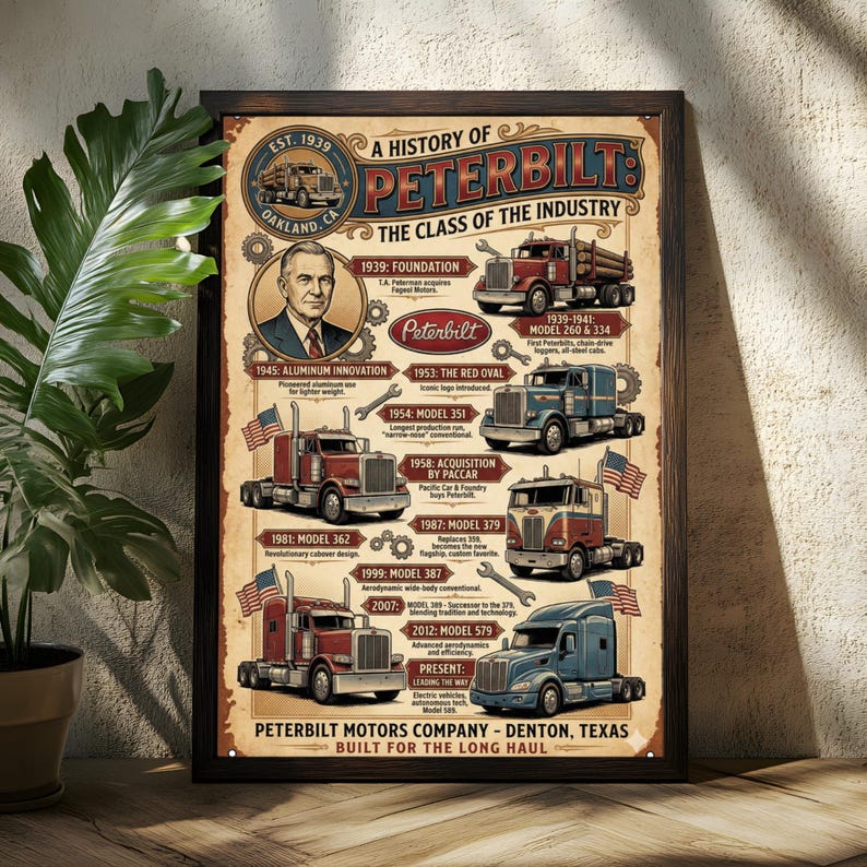 The History of Peterbilt - Peterbilt Poster - Trucking Poster - Semi ...