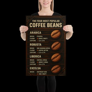 Coffee Bean Poster - Coffee Roast Poster - Coffee Bean Types - Coffee ...
