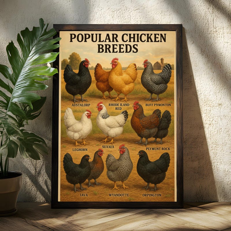 Chicken Breeds Poster - Etsy
