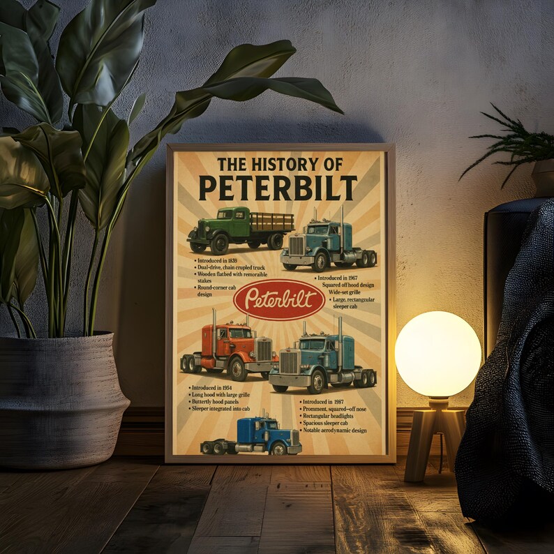History of Peterbilt Poster - Semi Truck Poster - Peterbilt Poster Gift ...